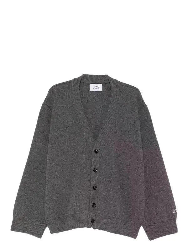 LC23 V-neck Buttoned Cardigan - Grey