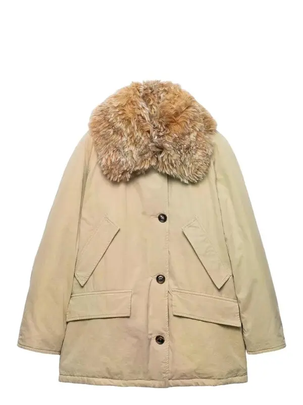 Prada Jacket With Shearling Collar - Neutrals