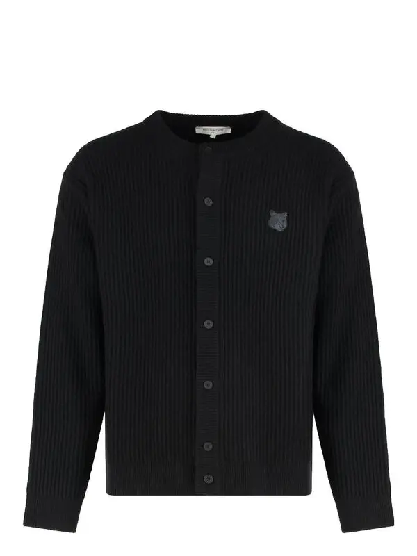 Maison Kitsuné Ribbed Wool Cardigan - Black
