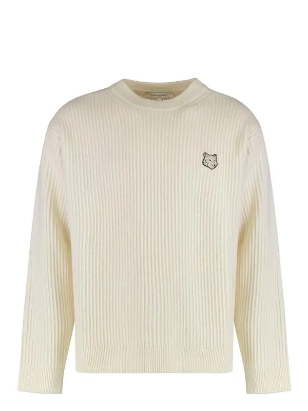 Maison Kitsuné Ribbed Wool Sweater - Beige