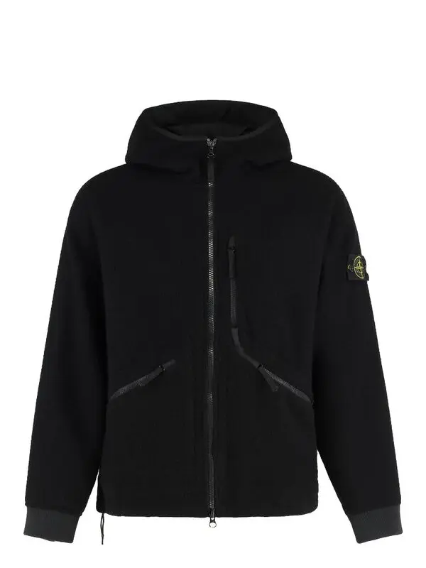 Stone Island Wool And Nylon Hooded Jacket - Black