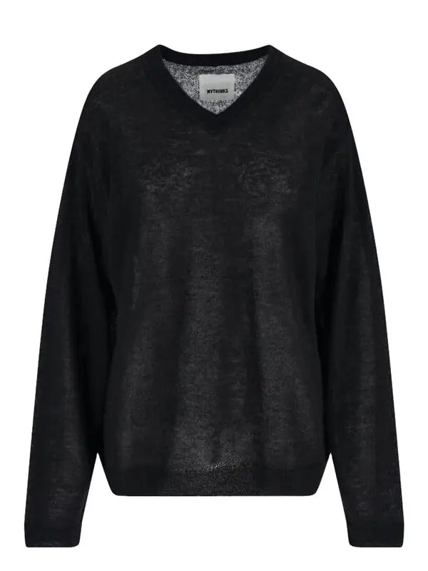 MYTHINKS V-neck Sweater - Black