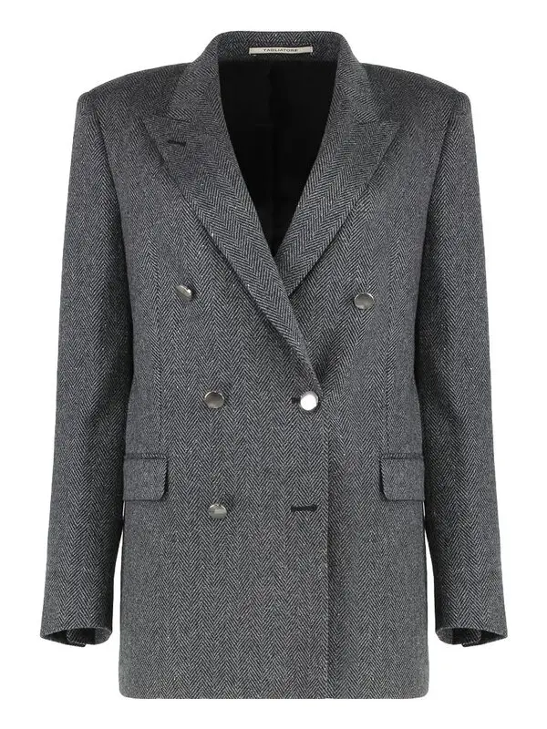 Tagliatore Double-breasted Wool-blend Jacket - Grey