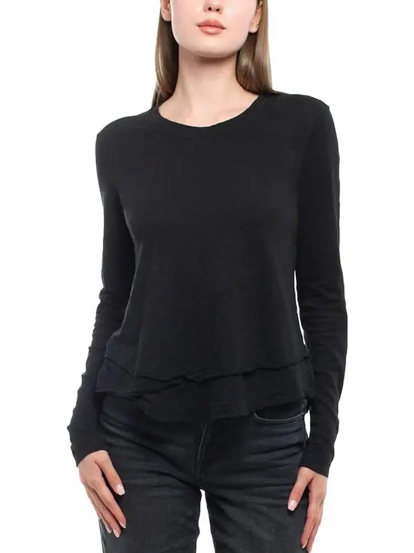 WILT CLOTHING Long Sleeve Mock Layer Tee - Black