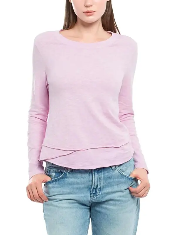 WILT CLOTHING Long Sleeve Mock Layer Tee - Mauve Mist
