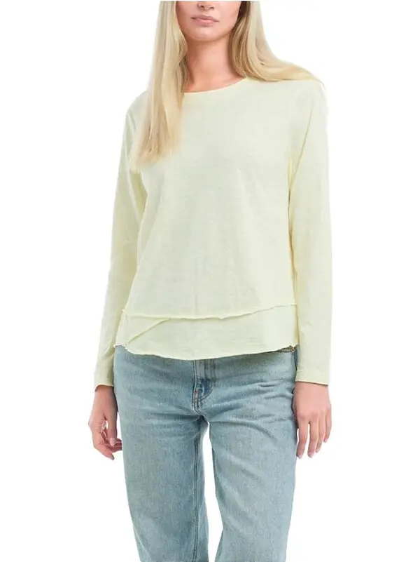 WILT CLOTHING Long Sleeve Mock Layer Tee - Transparent Yellow