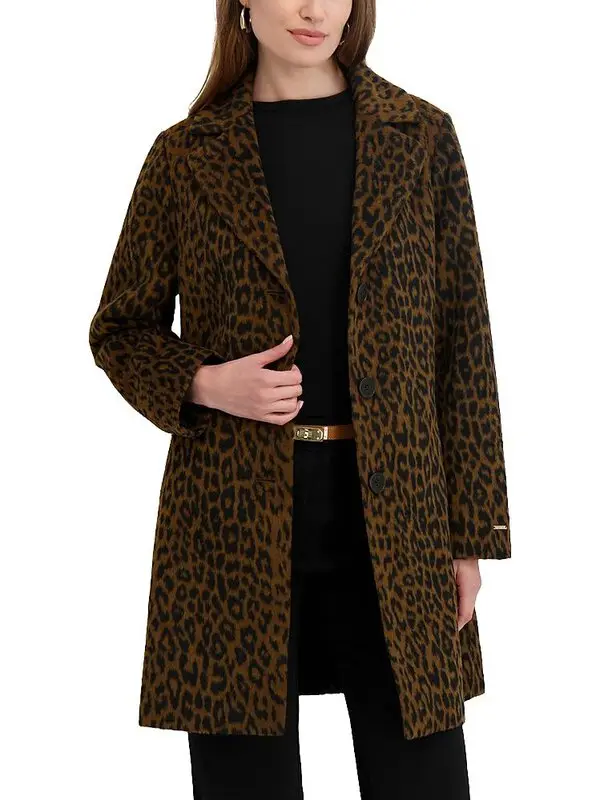 Tahari Lina Print Coat - Leopard