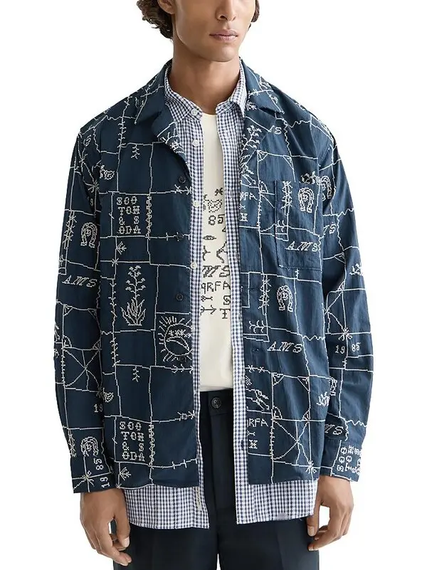 Scotch & Soda Embroidered Long Sleeve Camp Shirt - Marfa Cros