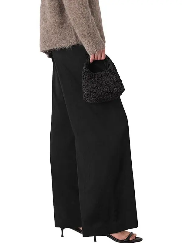 Whistles Textured Satin Pintuck Pants - Black