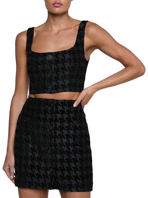 L'Agence Maylin Cropped Top - Black/black Houndstooth