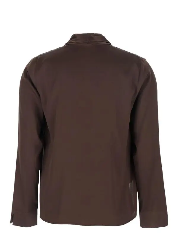 PLAIN Viscose Blend Blouse With V-neck - Brown