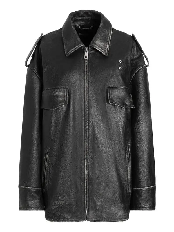 Dolce & Gabbana Vintage-effect Leather Jacket - Black