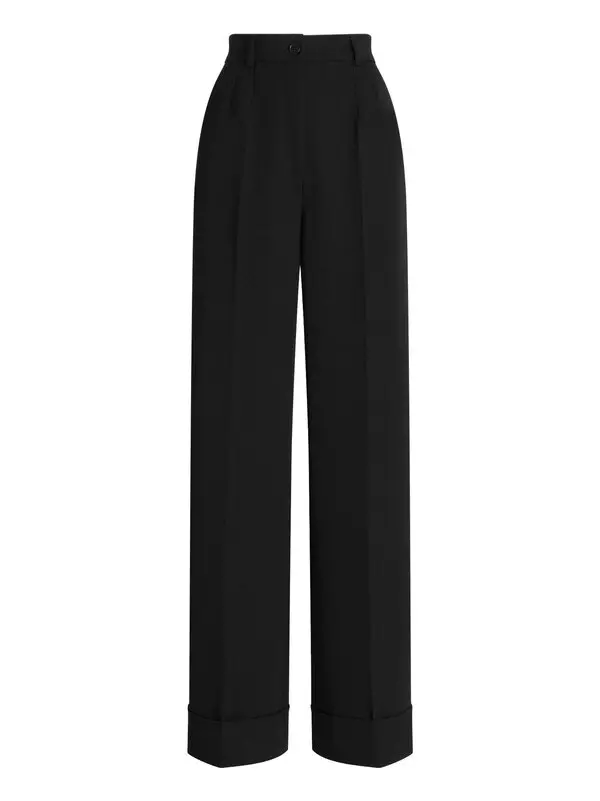 Dolce & Gabbana Wool Gabardine Trousers - Black