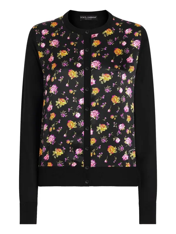 Dolce & Gabbana Rose Bouquet-print Satin Cardigan - Multicolor