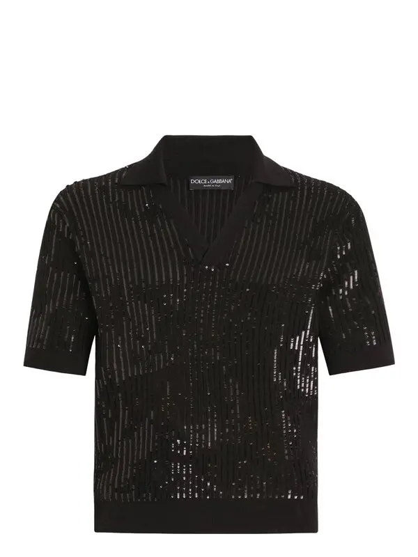 Dolce & Gabbana Wool And Silk Polo Shirt - Black