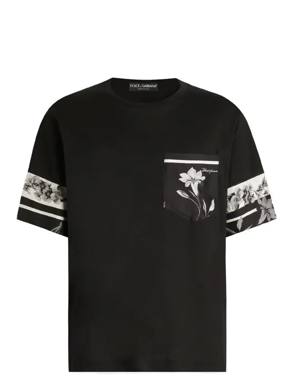 Dolce & Gabbana Cotton And Silk T-shirt With Print - Black