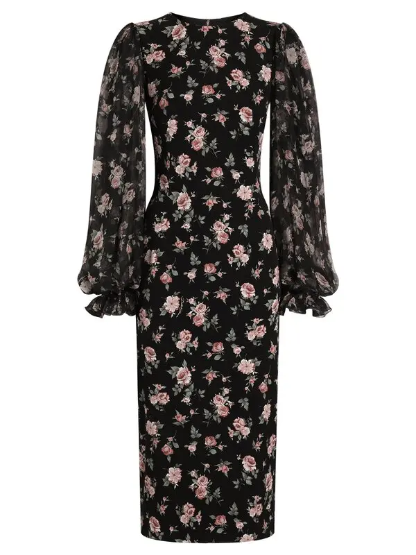 Dolce & Gabbana Vintage Roses-print Charmeuse Dress - Multicolor