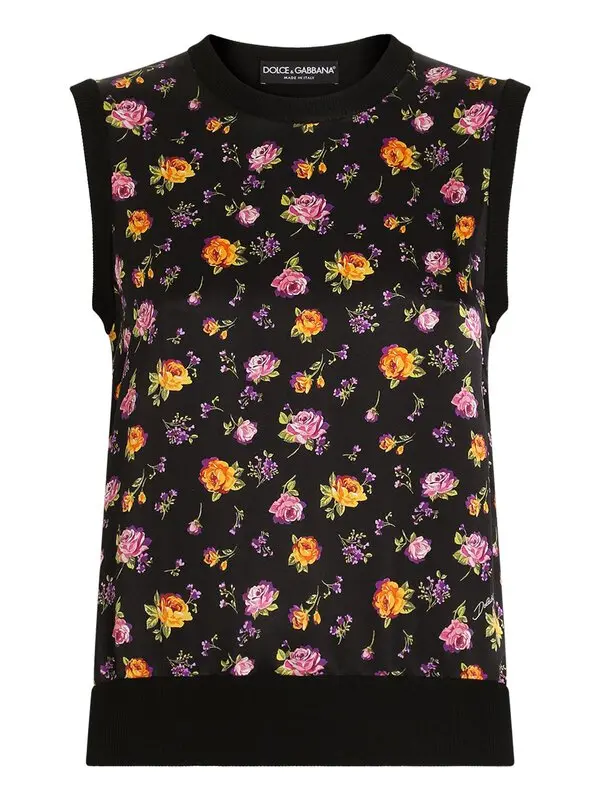 Dolce & Gabbana Rose Bouquets-print Silk Tank Top - Multicolor