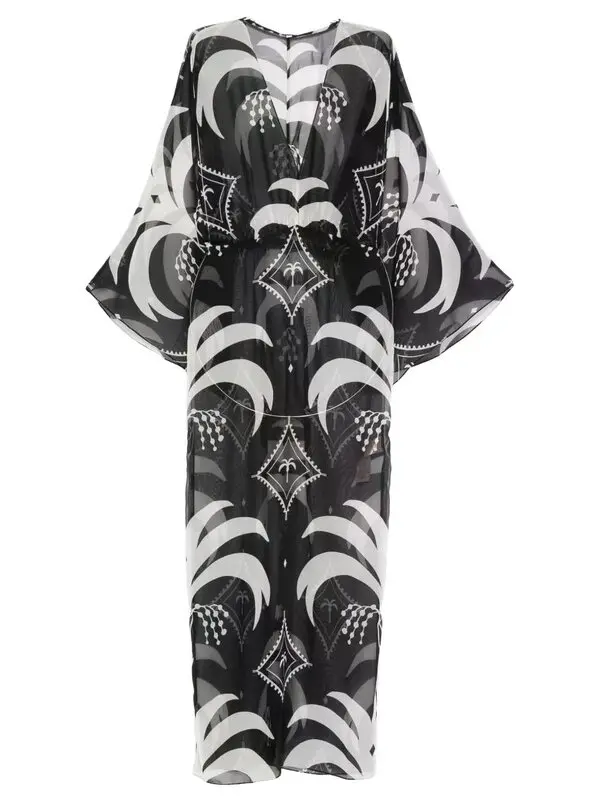 Johanna Ortiz Cape-sleeve Maxi Dress - Black