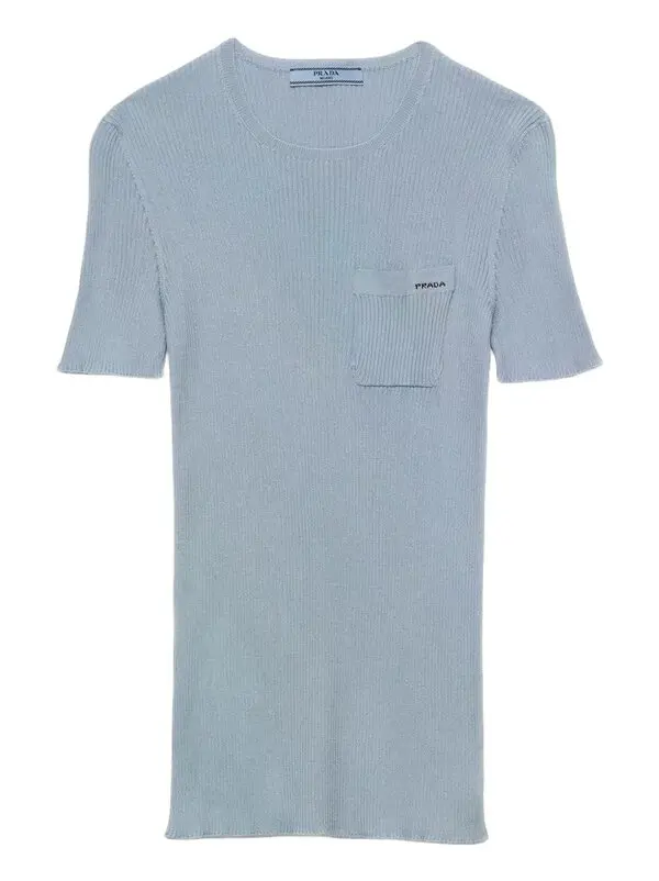 Prada Silk Crew-neck Top - Blue