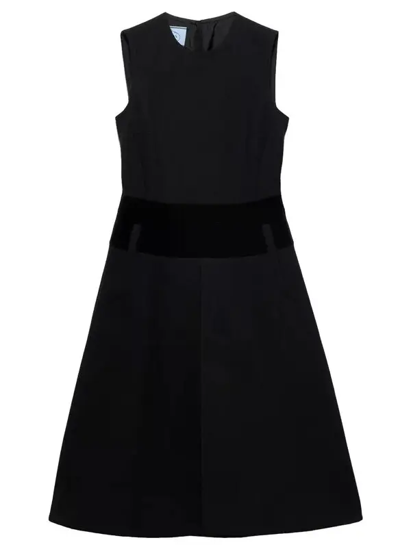 Prada Flared Welt-pocket Midi Dress - Black