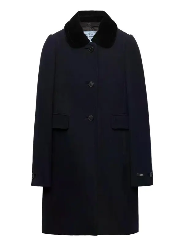 Prada Detachable-collar Single-breasted Coat - Blue