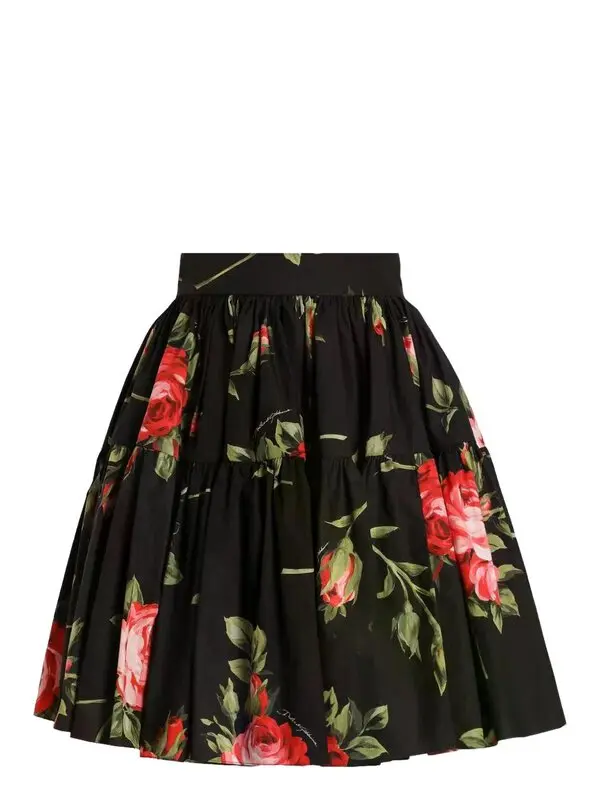 Dolce & Gabbana Floral Mini Skirt - Black