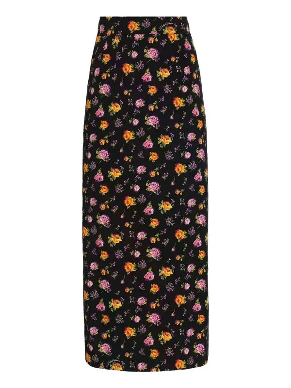 Dolce & Gabbana Floral Print Midi Skirt - Black