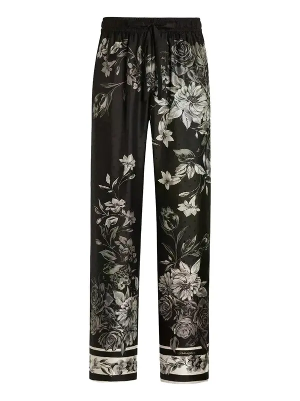 Dolce & Gabbana Floral-print Trousers - Black