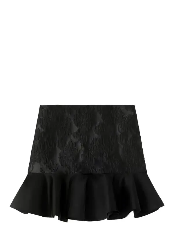GANNI Floral Ruffled Mini Skirt - Black