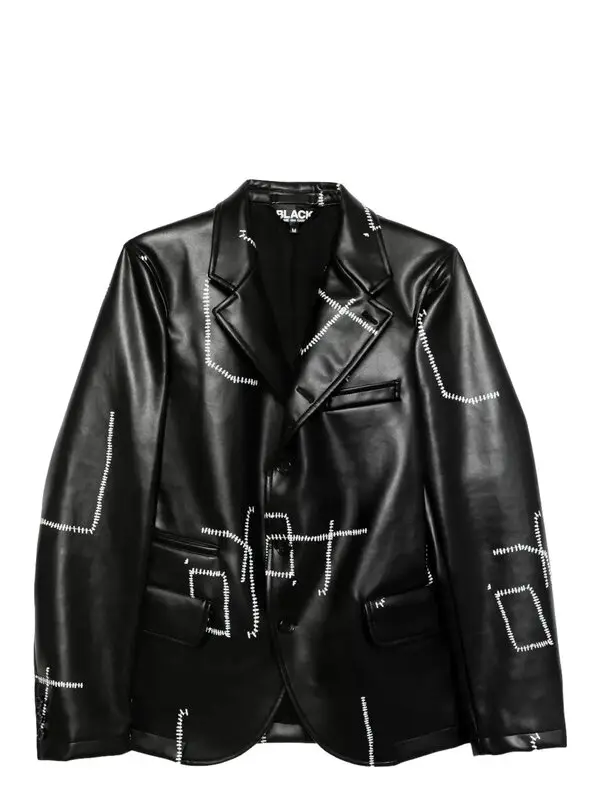 BLACK COMME DES GARÇONS Stitch Detail-printed Blazer - Black