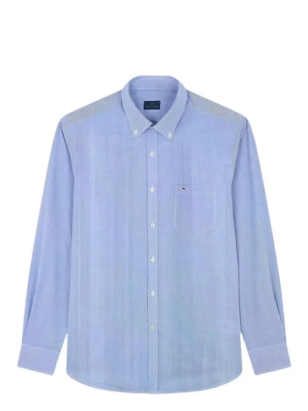 Paul & Shark Striped Cotton Poplin Shirt - Blue