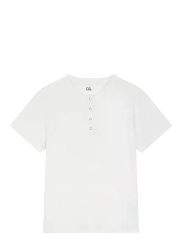 STUDIO TOMBOY Button-placket Short-sleeve T-shirt - White