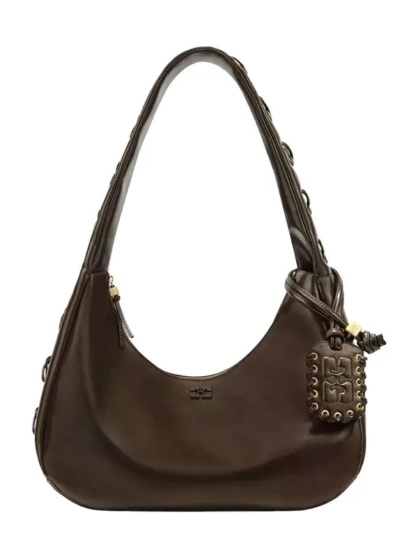 GANNI Charm-detail Shoulder Bag - Brown