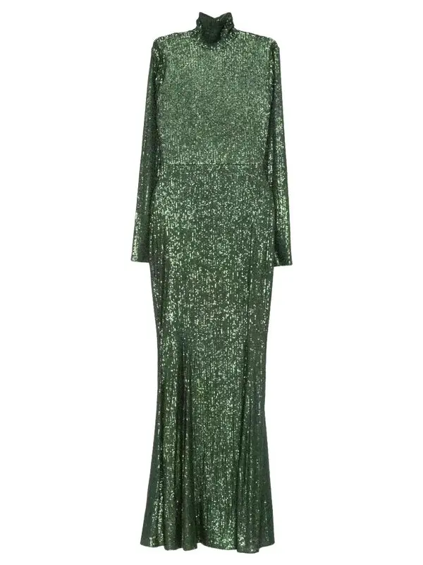 Norma Kamali Turtleneck Fishtail Maxi Dress - Green