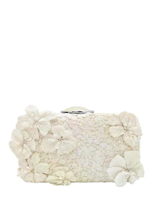 Oscar De La Renta Cherry Blossom-embroidered Clutch - White