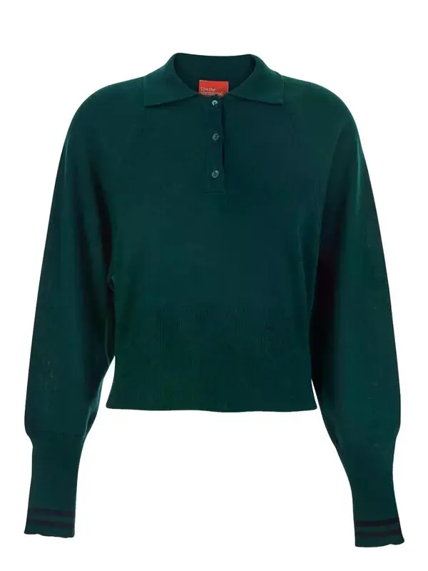 MERCI Long-sleeve Polo Top - Green