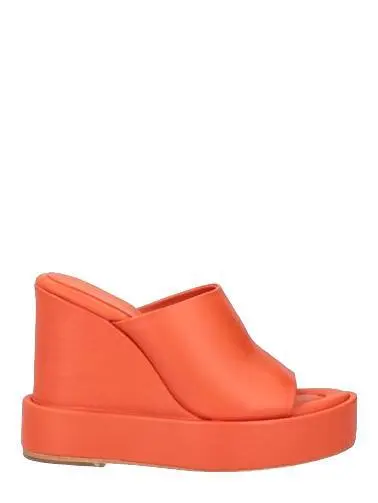 PALOMA BARCELO Leather Wedge Slide Sandals - Tomato Red