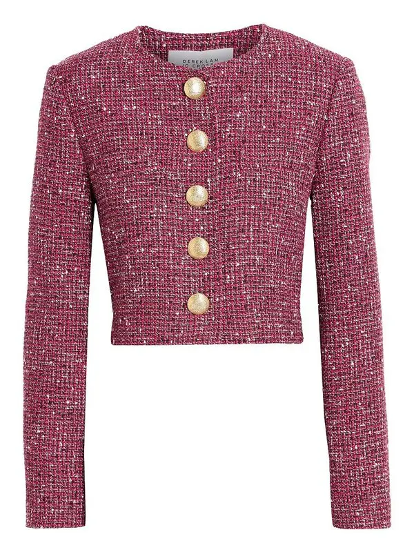 Derek Lam 10 Crosby Juliette Cropped Tweed Jacket - Plum