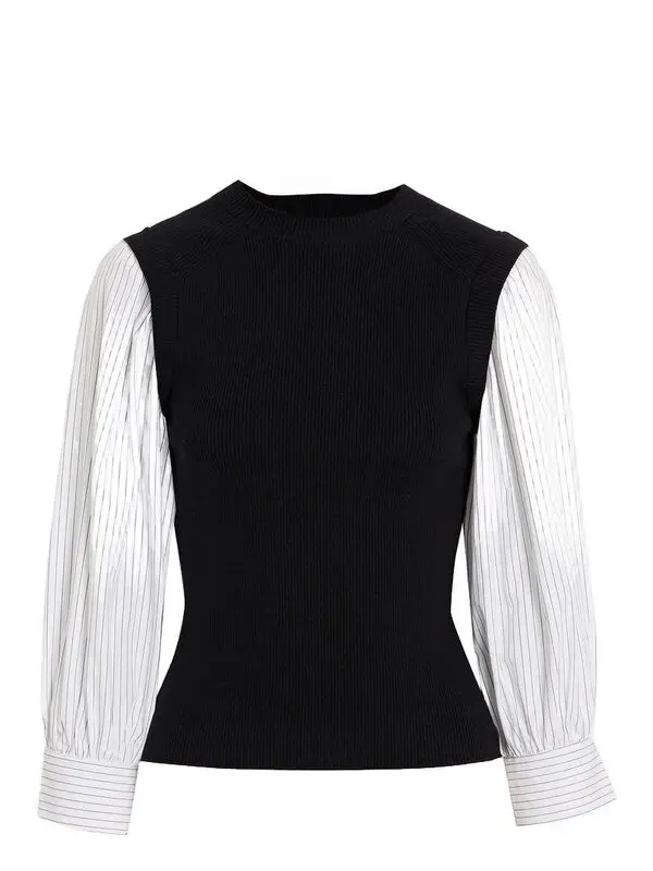 Derek Lam 10 Crosby Tirza Paneled Top - Black