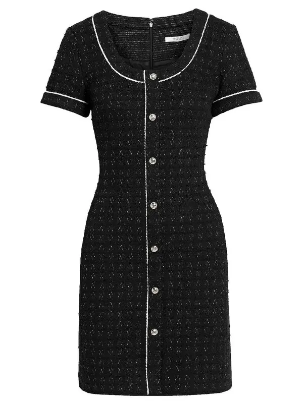 Derek Lam 10 Crosby Ciara Embellished Metallic Tweed Mini Dress - Black