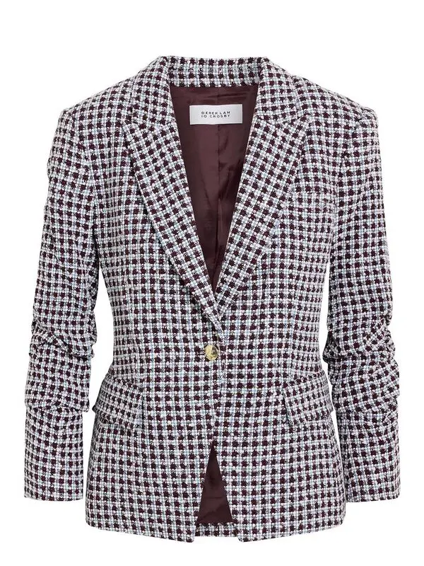 Derek Lam 10 Crosby Ruched Cotton-blend Tweed Blazer - Chocolate
