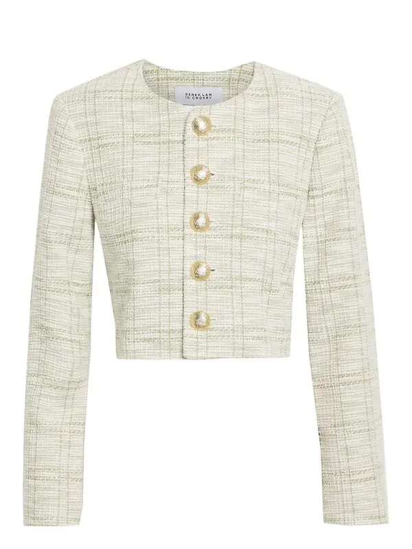 Derek Lam 10 Crosby Juliette Cropped Tweed Jacket - Sage Green