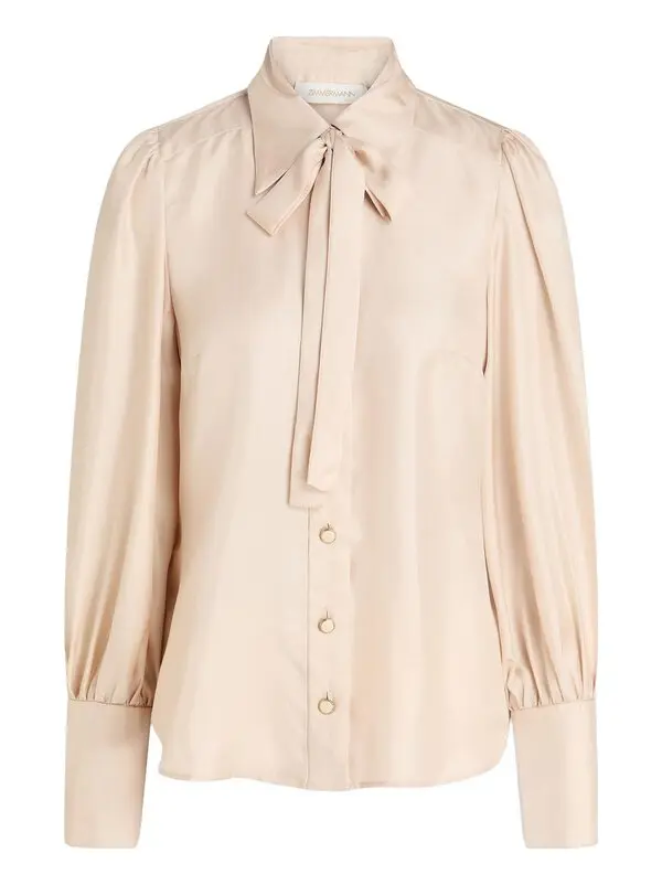 Zimmermann Silk-twill Pussy-bow Blouse - Ecru