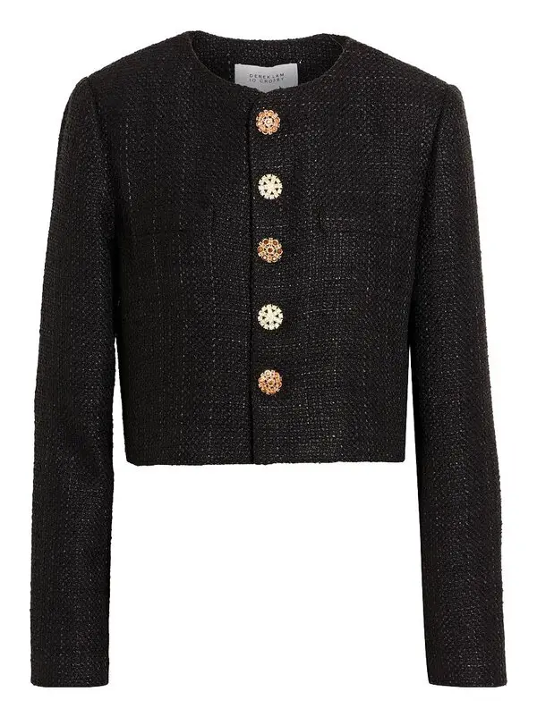 Derek Lam 10 Crosby Metallic Tweed Cropped Jacket - Black