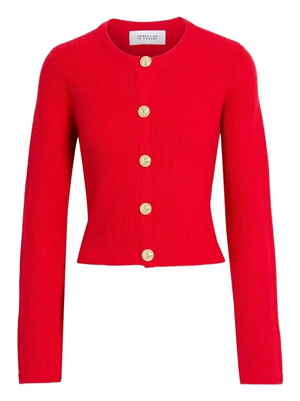 Derek Lam 10 Crosby Nebula Ribbed Wool-blend Cardigan - Red