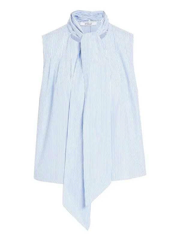 Derek Lam 10 Crosby Aviana Tie-neck Striped Top - Light Blue