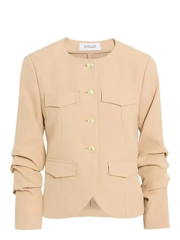 Derek Lam 10 Crosby Novessa Ruched Crepe Jacket - Beige
