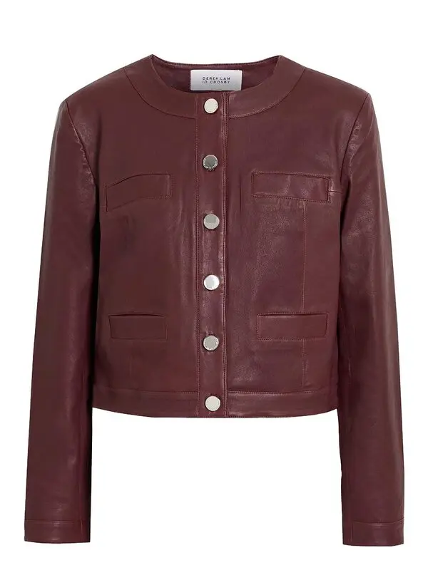 Derek Lam 10 Crosby Penny Leather Jacket - Burgundy