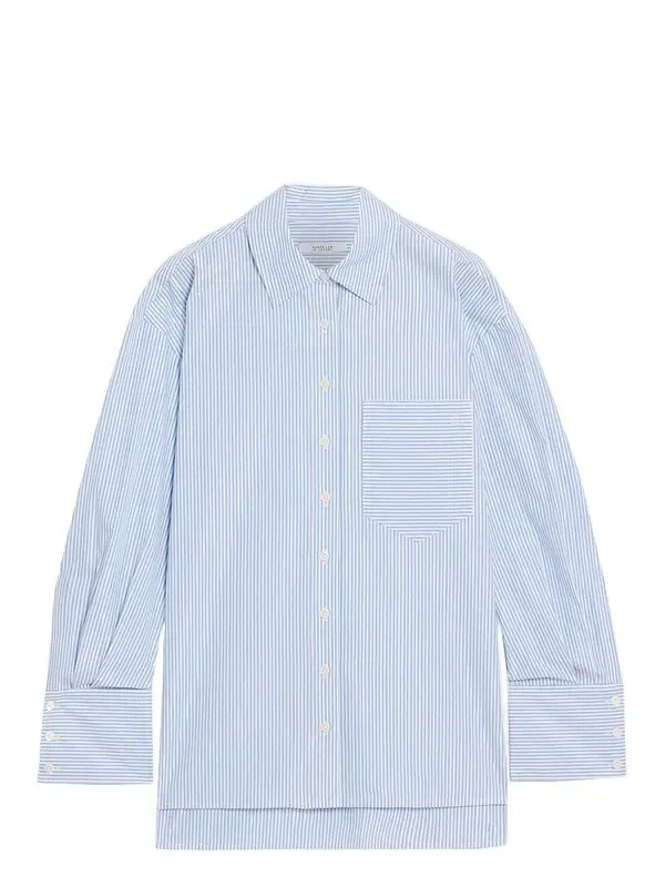 Derek Lam 10 Crosby Estrella Metallic Striped Shirt - Light Blue